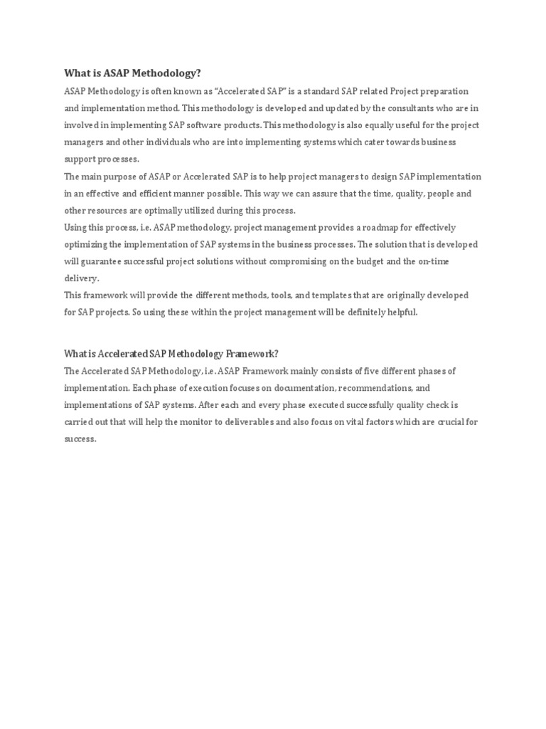 What Is Accelerated SAP Methodology Framework? | PDF | Business Process ...