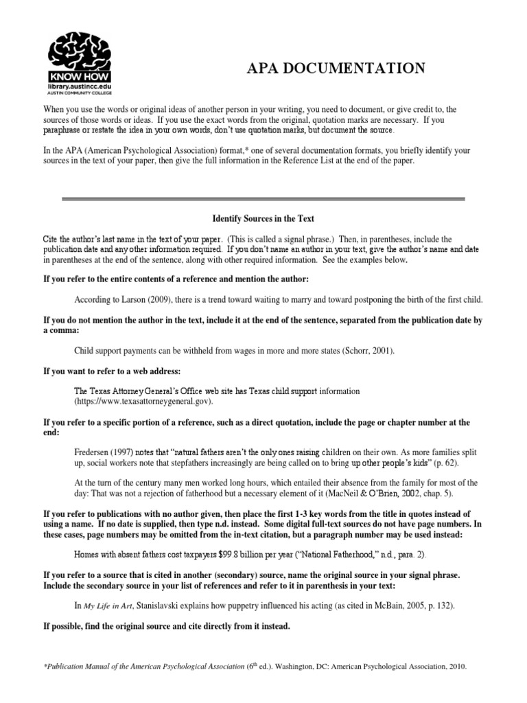 Apa Documentation: Publication Manual of The American Psychological ...
