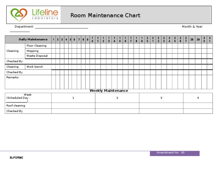 FO-Room Maintenace Chart Phlebotomy | PDF