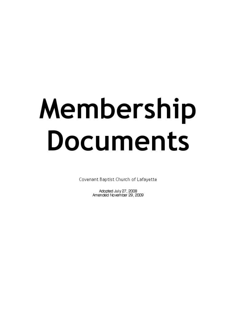 Membership Documents: Covenant Baptist Church of Lafayette | PDF ...