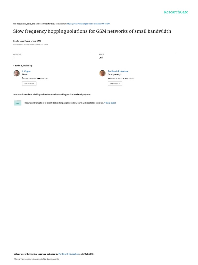 Slow Frequency Hopping Solutions For GSM Networks of Small Bandwidth ...