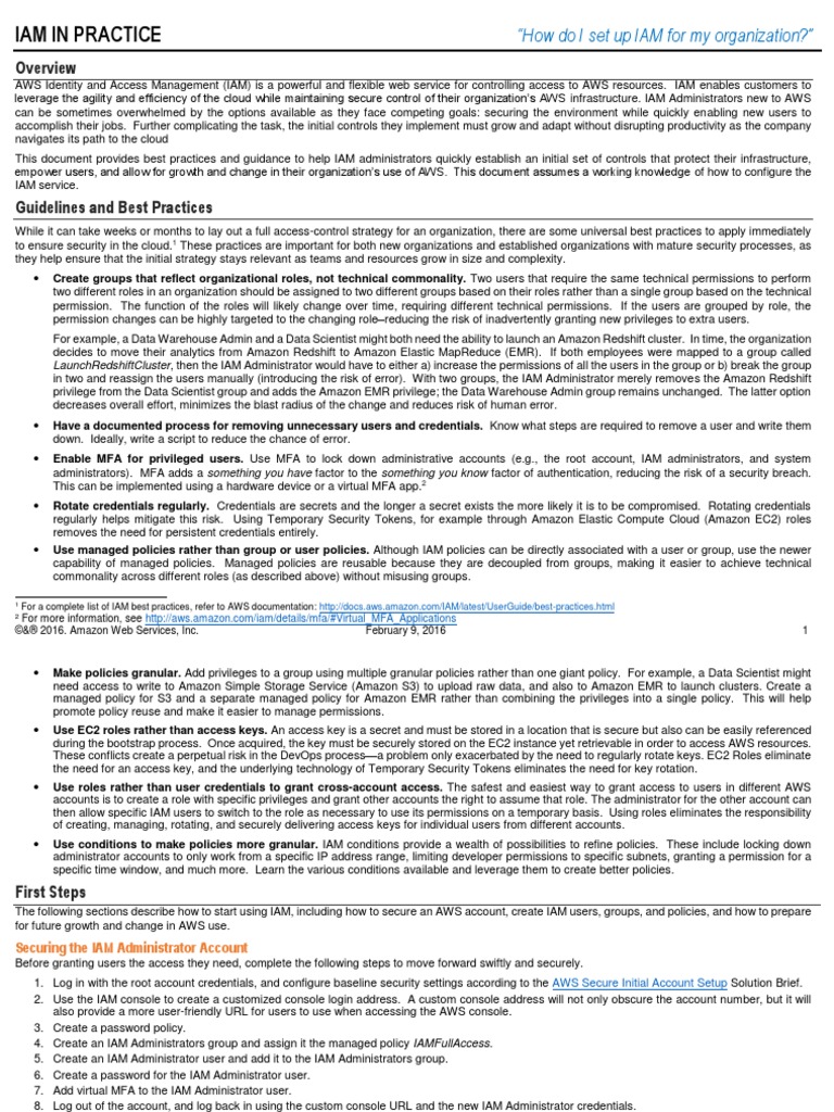 Aws Iam Practice PDF | PDF | Superuser | Amazon Web Services