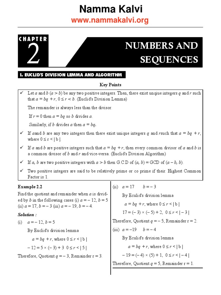 Namma Kalvi 10th Maths Chapter 2 Ganga Maths Guide em PDF | PDF ...