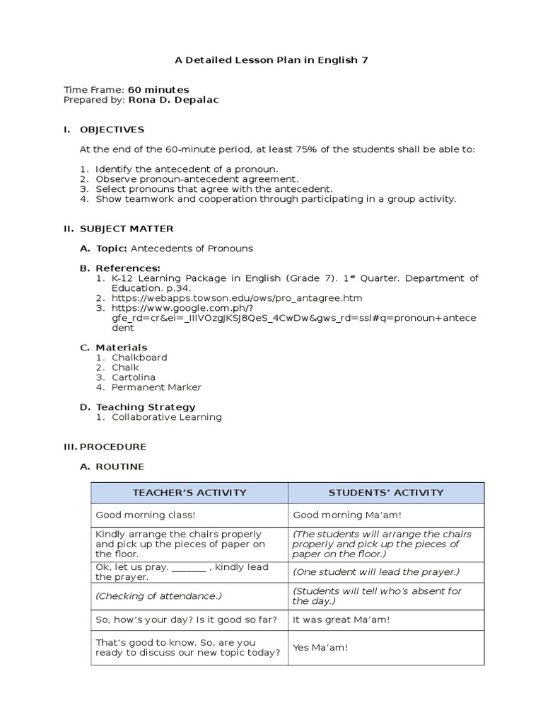 Detailed Lesson Plan For Reading and Writing Grade 11 | PDF ... Detailed Lesson Plan For Reading and Writing Grade 11 | PDF ...