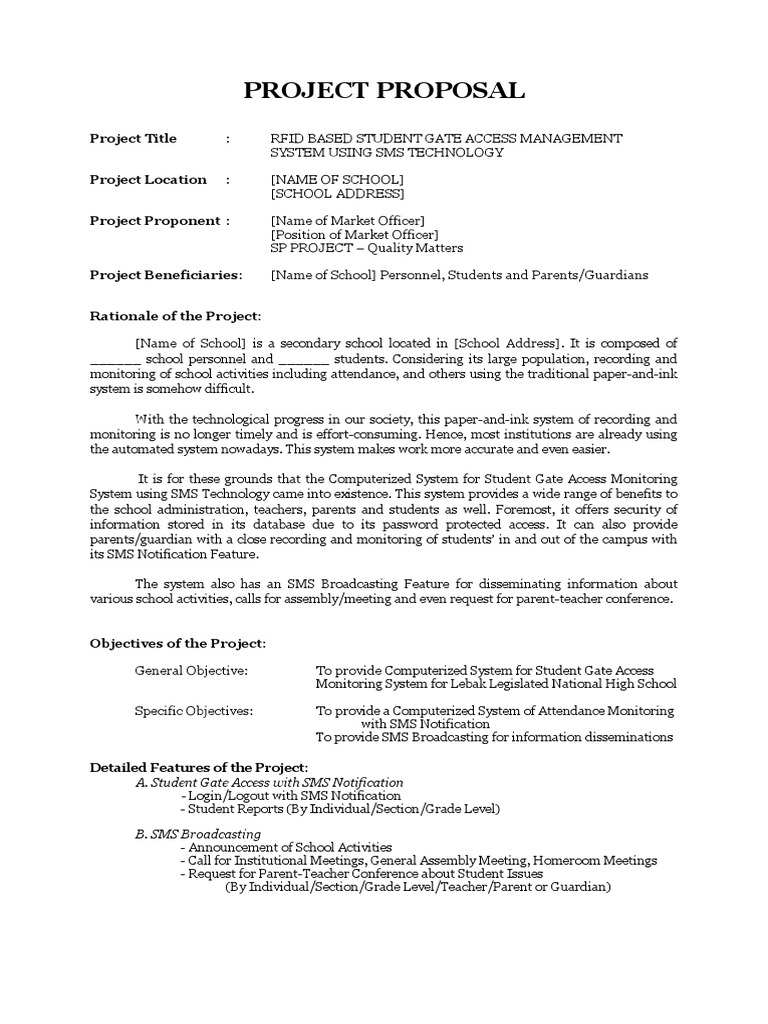 RFID Proposal | PDF | Radio Frequency Identification | Computing And ...