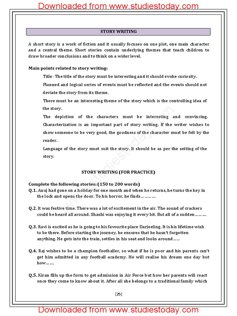Story Writing Guide for Class 10 | PDF