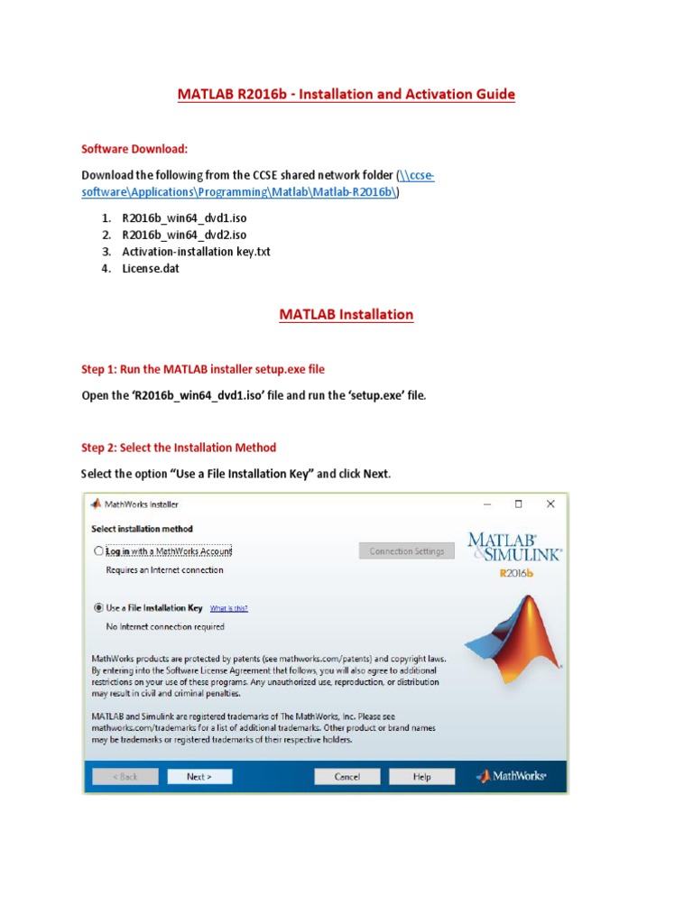 Matlab Installation Guide - R2016b | PDF | Matlab | Computer File