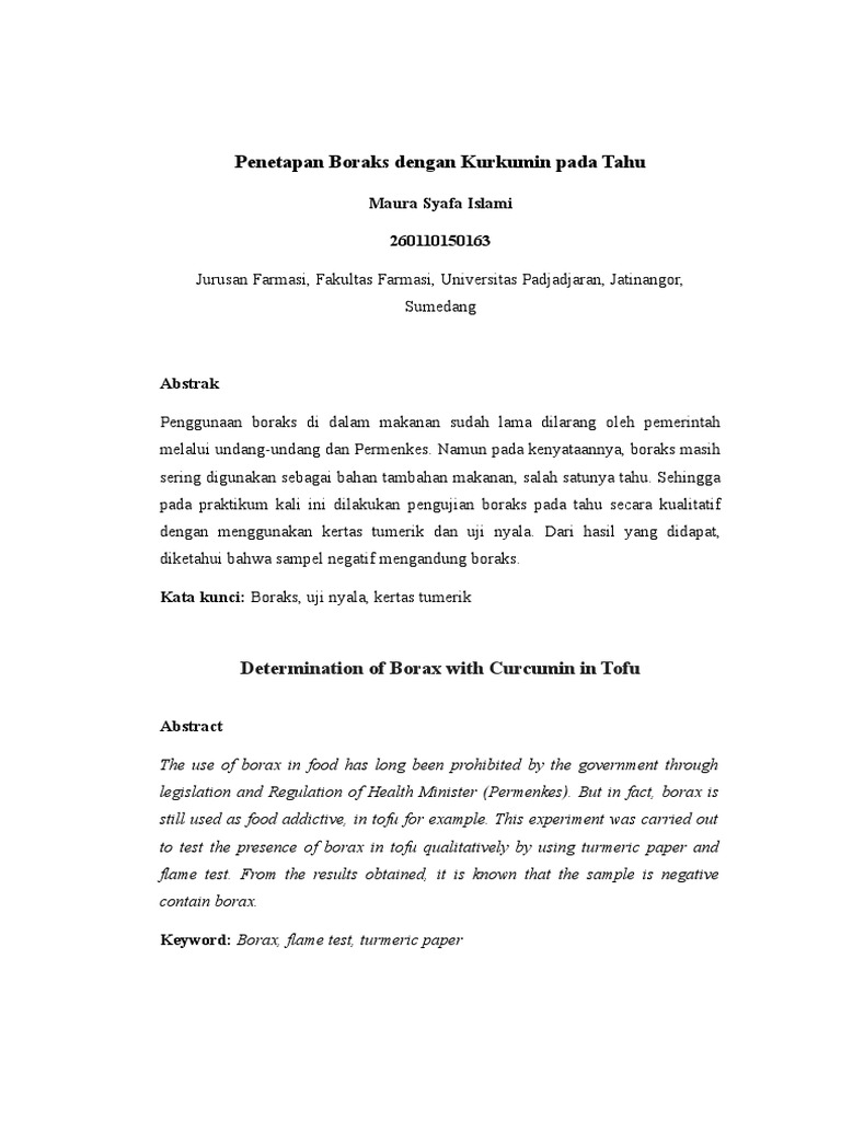 Uji Boraks | PDF | Sains & Matematika
