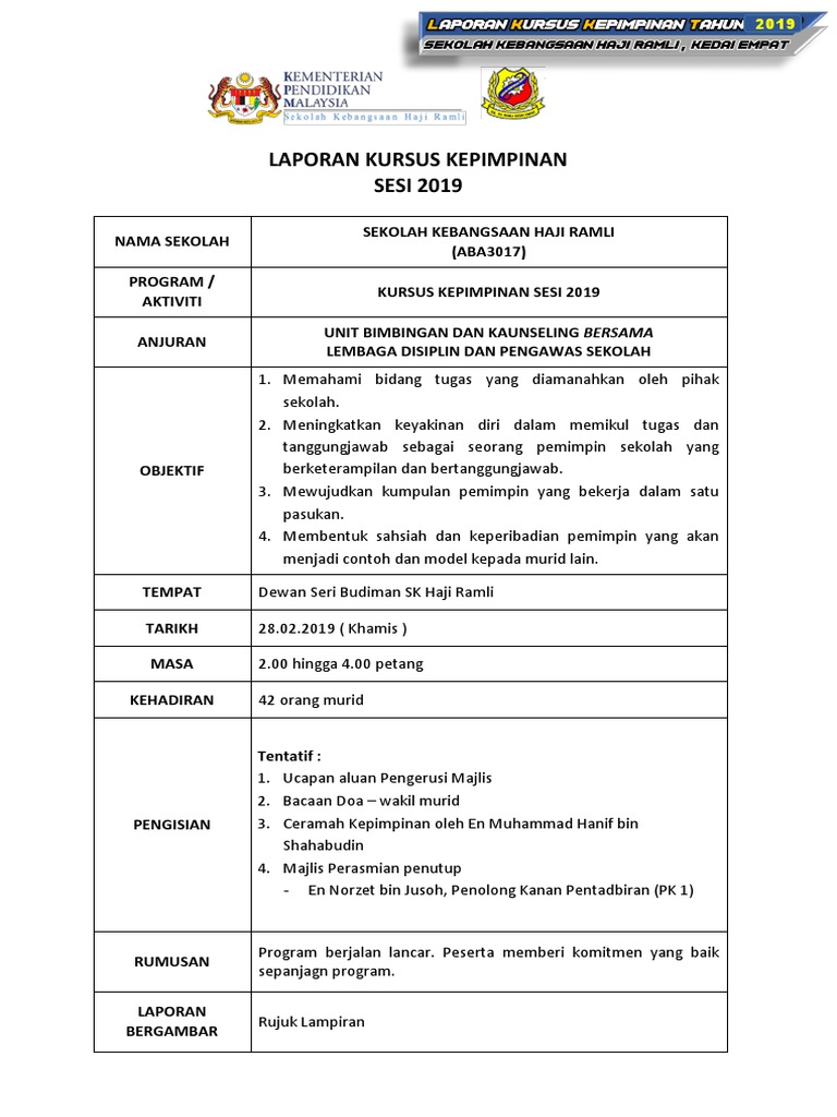 Laporan Kursus Kepimpinan 2019 | PDF