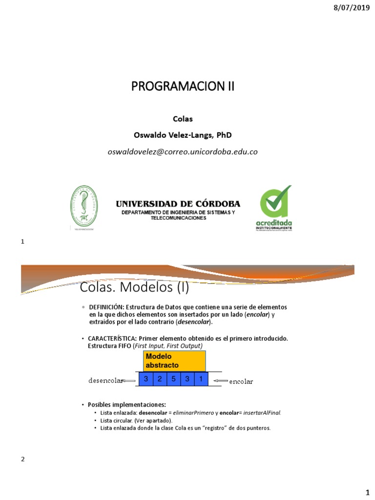 Colas | PDF | Cola (tipo de datos abstractos) | Datos de computadora