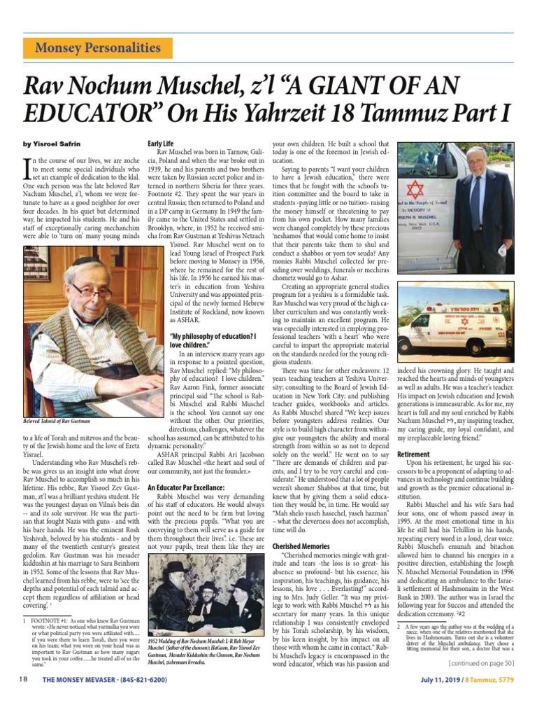 Rav Muschel PDF | PDF | Rabbi | Hebrew Words And Phrases