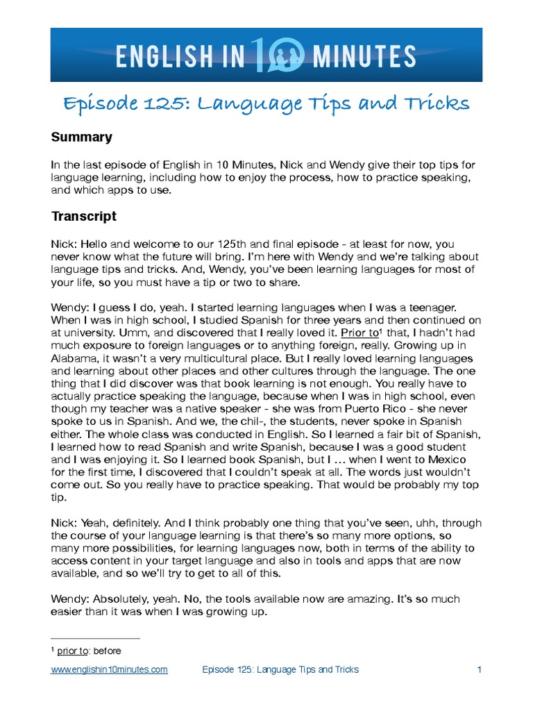 Language Learning Tips and Tricks | PDF | English Language | Vocabulary