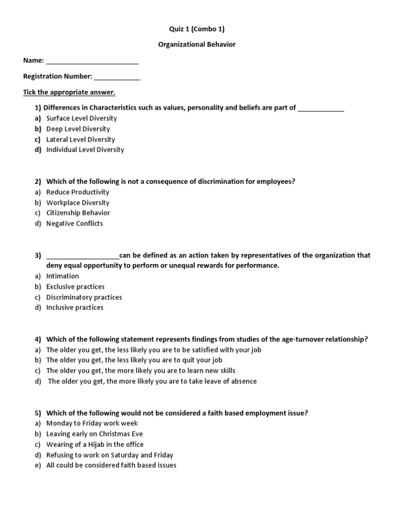Quiz 1 JOB ATTITUDES | PDF | Career & Growth