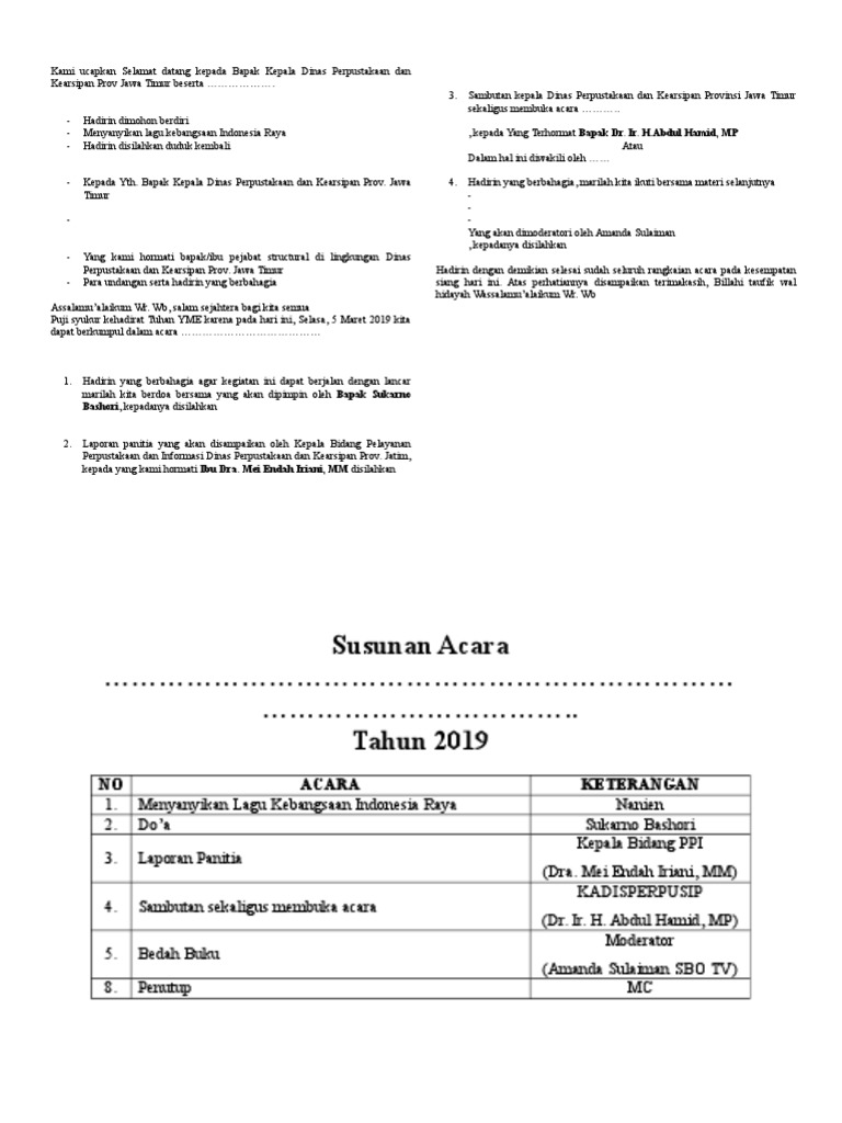 Susunan Acara Bedah Buku | PDF