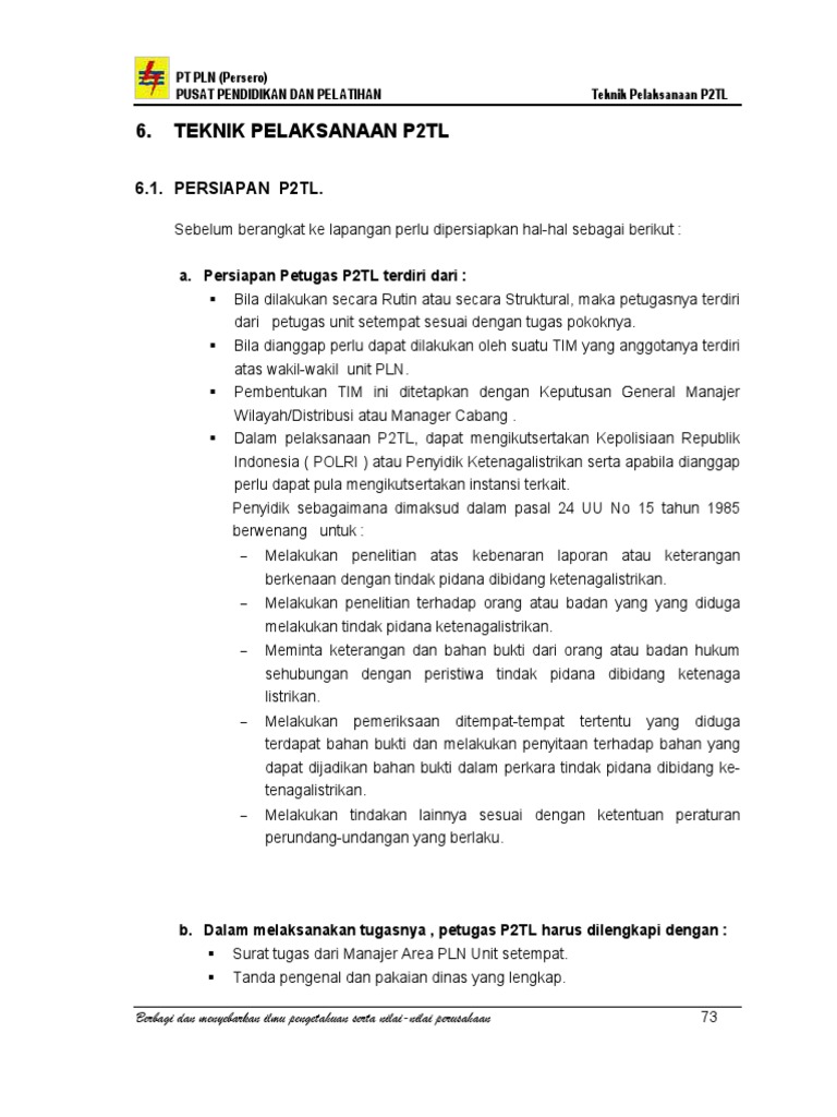 Teknik Pelaksanaan p2tl | PDF