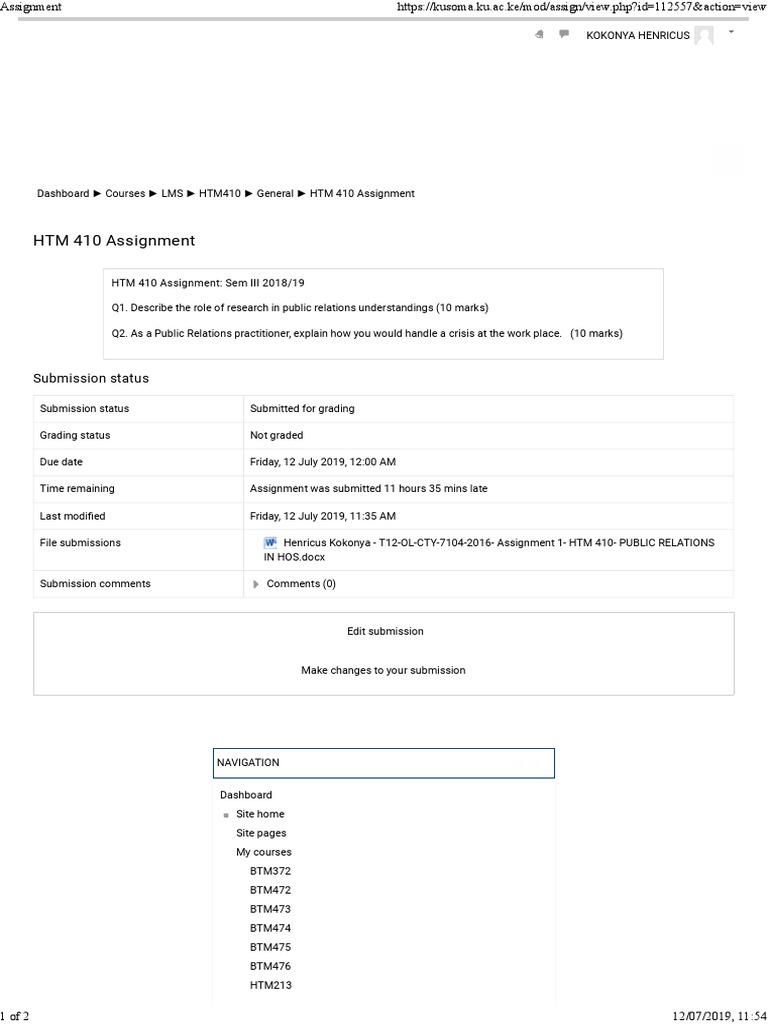 HTM410 - Assignment 1 | PDF | Communication