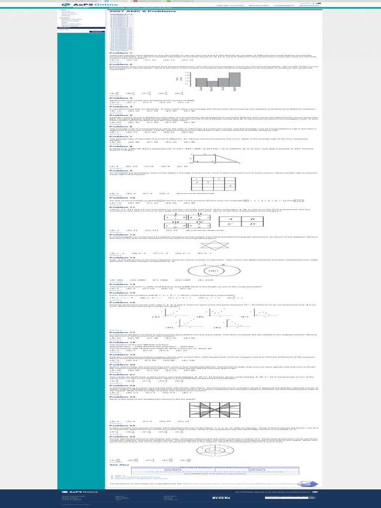 2007 Amc 8 Problems: Aops Wiki | PDF | Area | Geometry