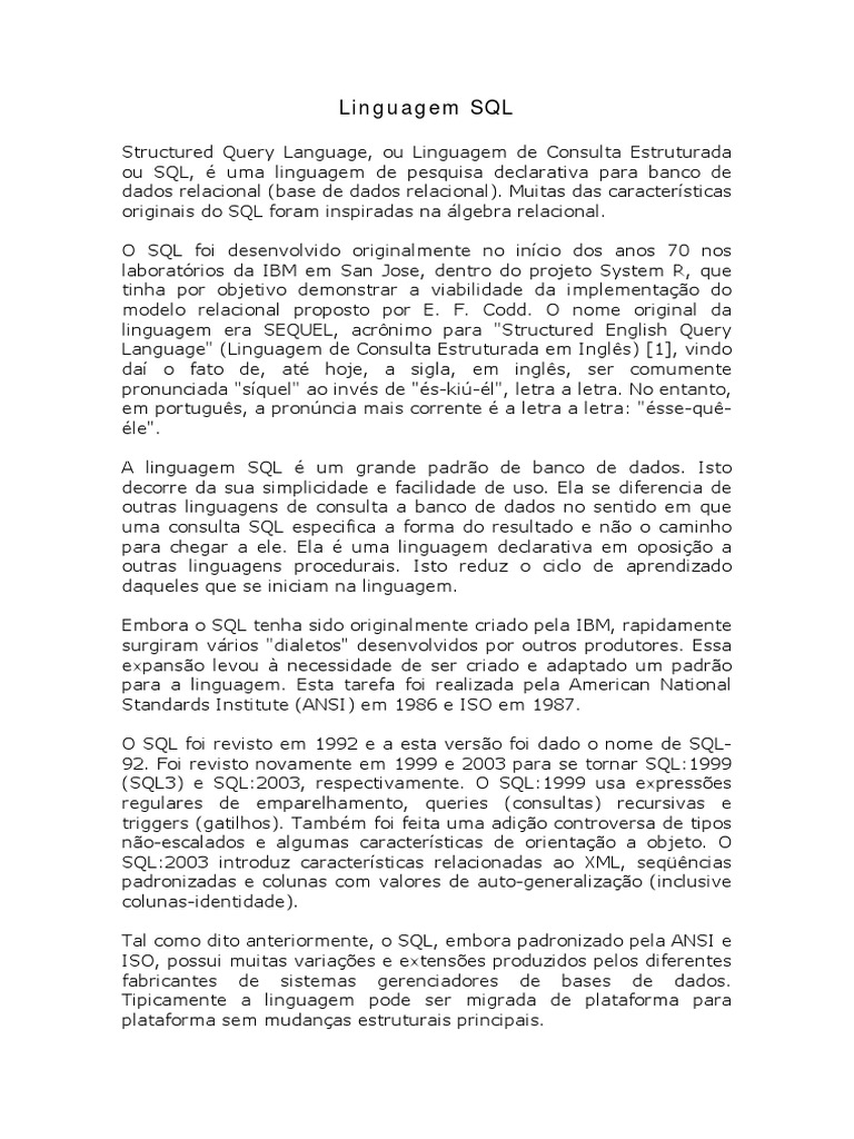 Aula1406 - Linguagem SQL - Instalação - Vertrigo PDF | PDF | SQL | My Sql