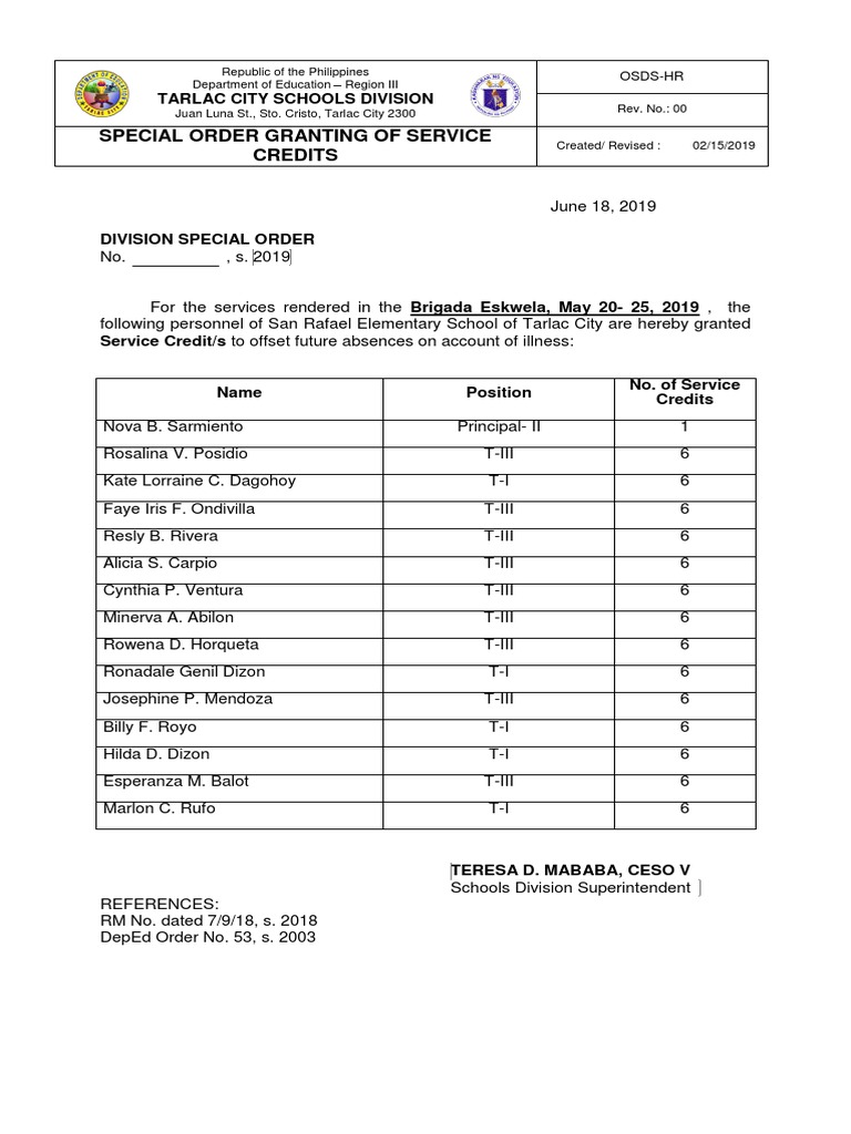 DepEd grants service credits for Brigada Eskwela participation | PDF