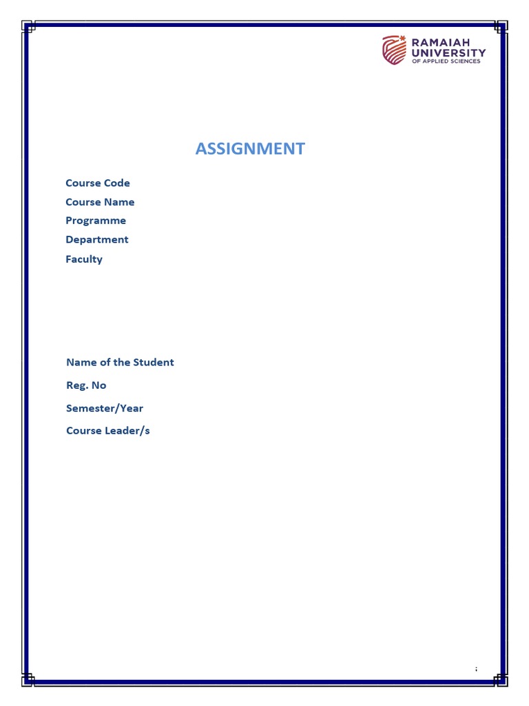 Assignment: Course Code Course Name Programme Department Faculty | PDF ...