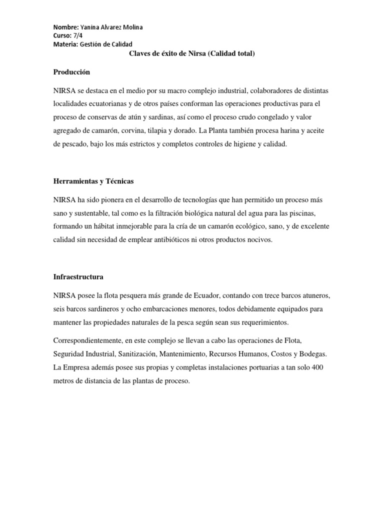 Claves de Éxito de Nirsa | PDF