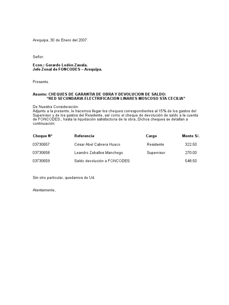 Carta Cheque de Garantia | PDF