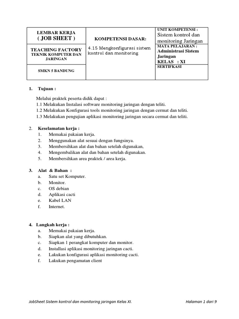 JOOB SHEET Monitoring Jaringan | PDF
