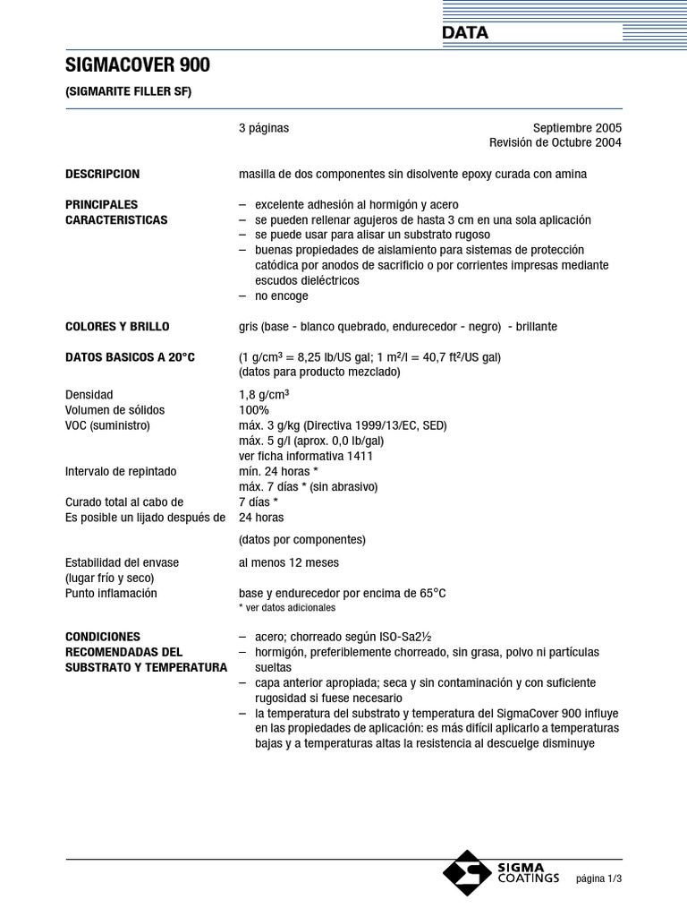 Sigmacover 900 | PDF | Solvente | Pintar