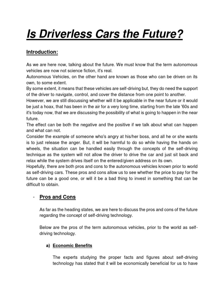Is Driverless Cars The Future Pdf Car