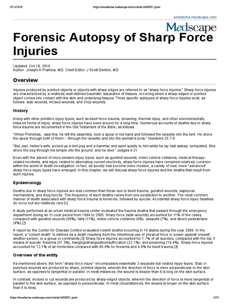 Forensic Analysis of Sharp Force Injuries | PDF | Autopsy | Wound