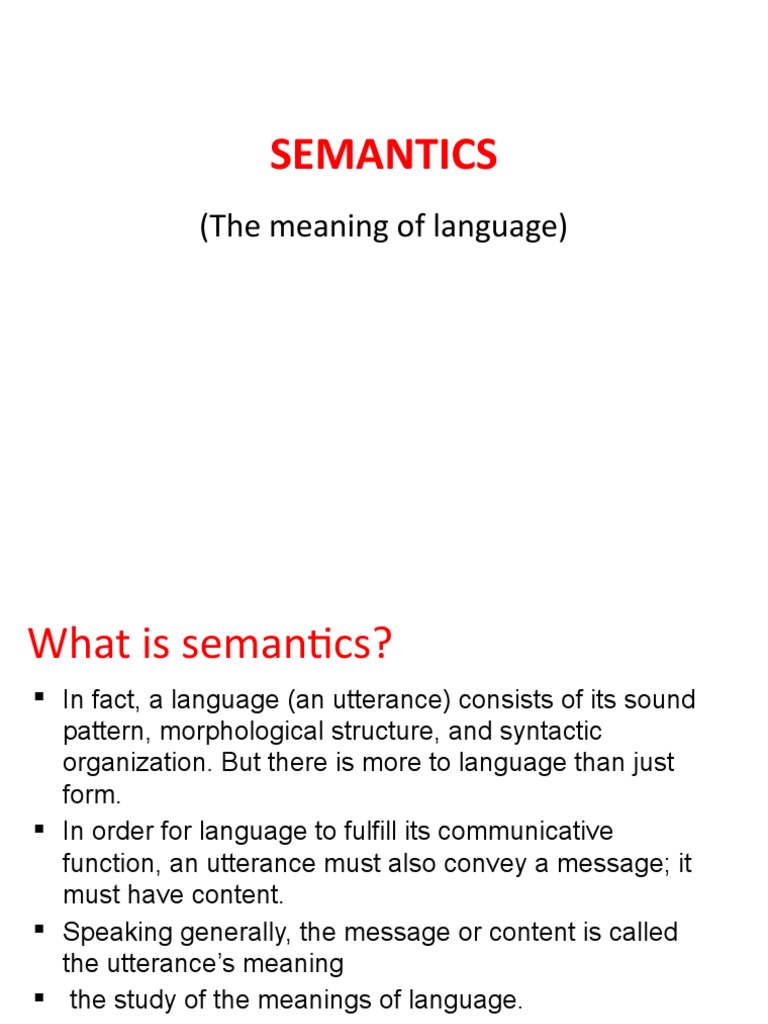 Semantics | PDF | Semantics | Morphology (Linguistics)