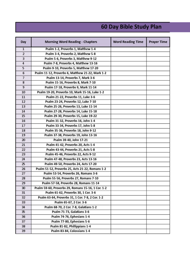 A Chapter-by-Chapter Guide to Completing a 60 Day Bible Study | PDF ...
