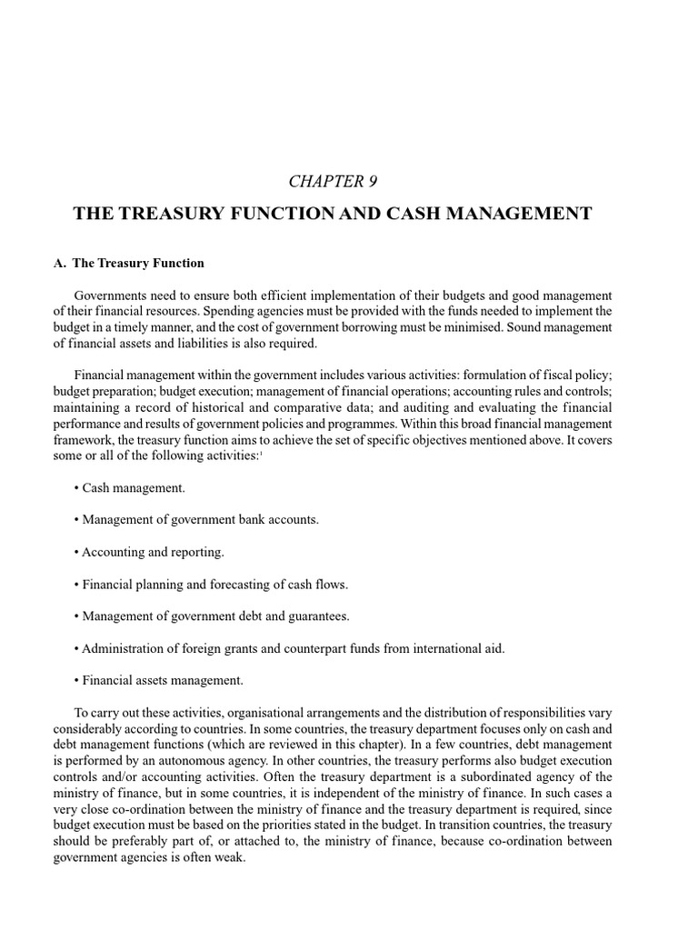 The Treasury Function and Cash Management | PDF | Debt | Fiscal Policy