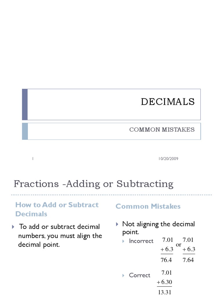 Common Decimal Mistakes Explained | PDF | Fraction (Mathematics ...