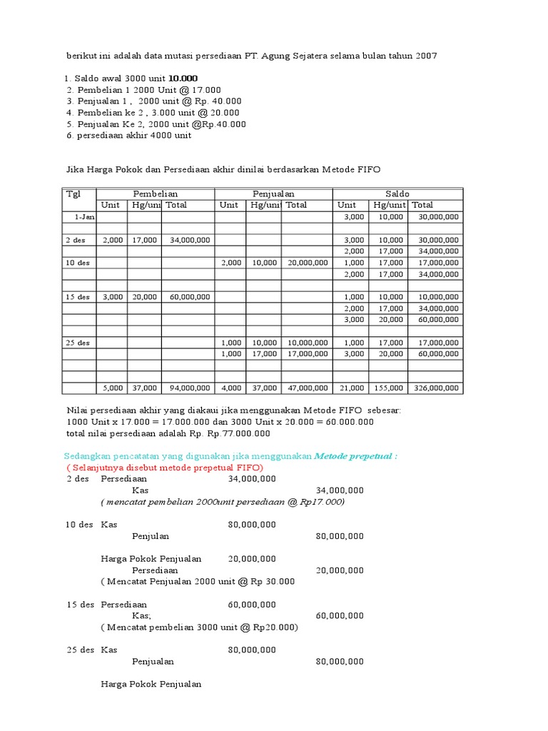 Mutasi Persediaan PT. Agung 2007 | PDF | Griya & Taman