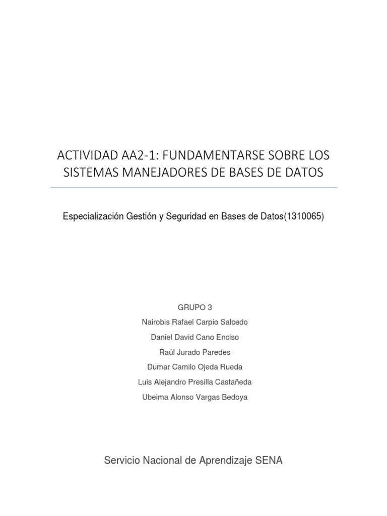 Actividad AA2 1 Fundamentarse Sobre Los Sistemas Manejadores de Bases ...