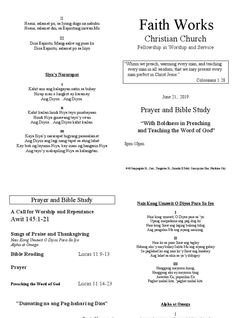 Prayer Meeting Program 2018 | PDF