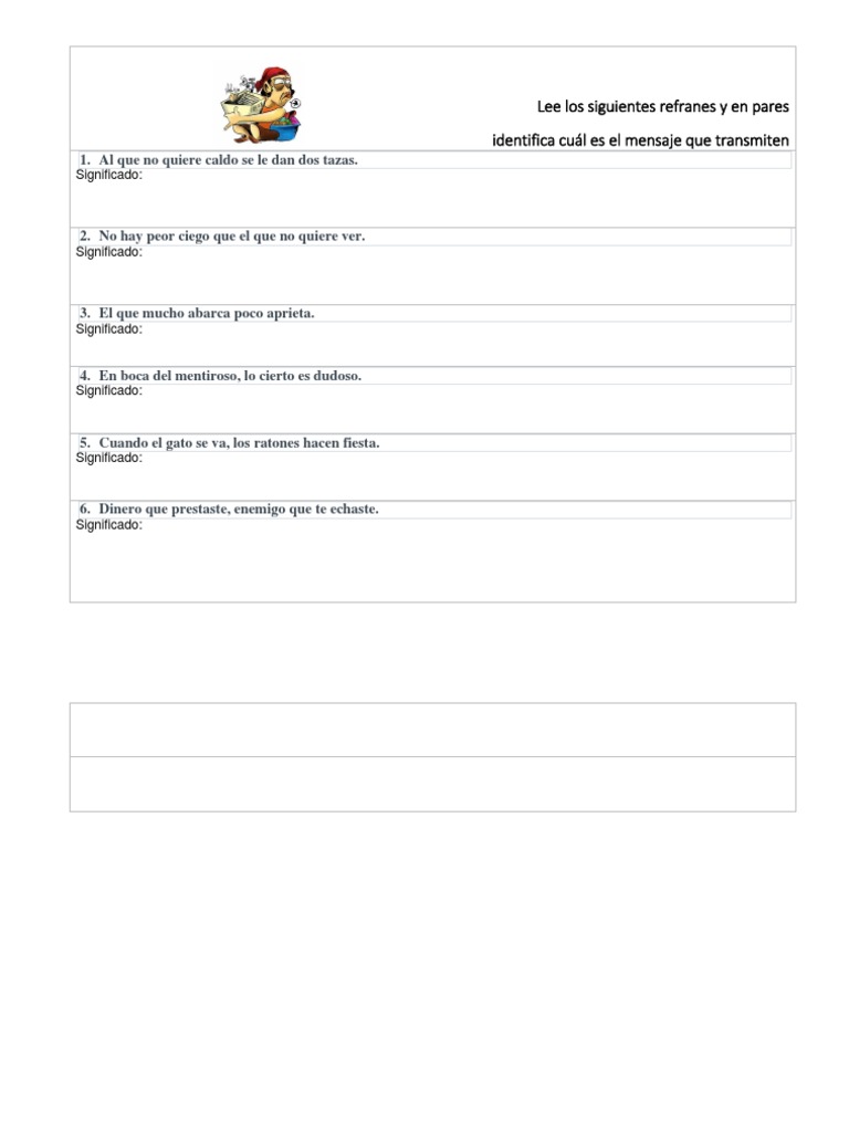 Ejercicio de Refranes | PDF
