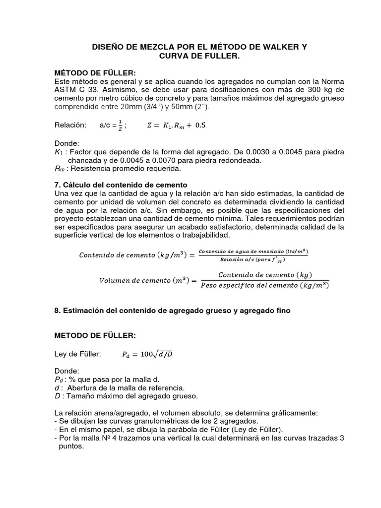 Diseño de Mezcla Por El Método de Walker Y Curva de Fuller | PDF ...