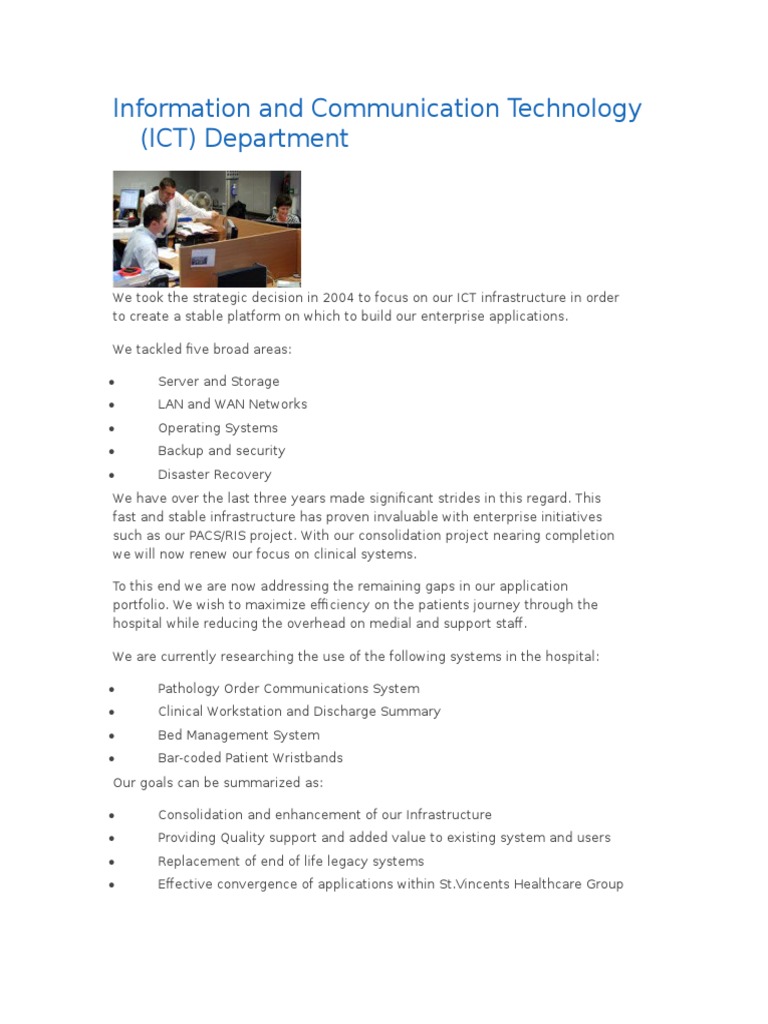Information and Communication Technology (ICT) Department | PDF ...