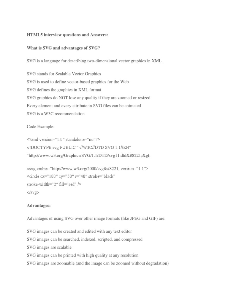 HTML5 Java Script Interview Questions | PDF | Html5 | Html