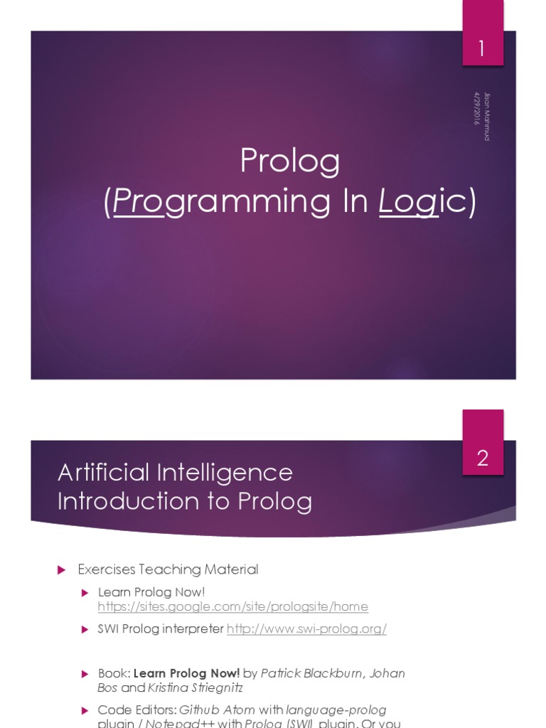 Lecture-1 (Introduction To Prolog) | PDF | Areas Of Computer Science | Mathematical Logic