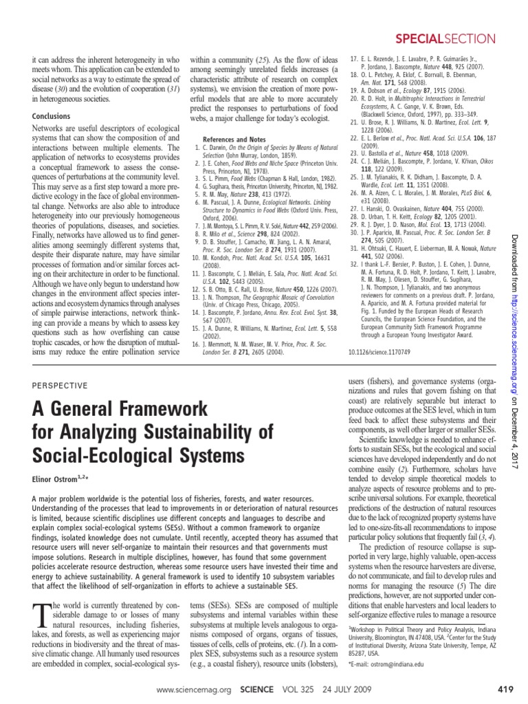 OSTROM, Elinor. A General Framework For Analizing Sustaintability of ...