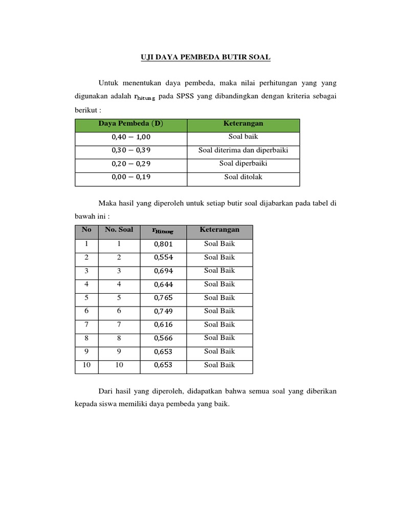 Uji Daya Beda Manual | PDF