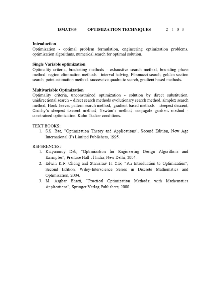 Syllabus LecturePlan 15MAT303 | PDF | Nonlinear Programming ...