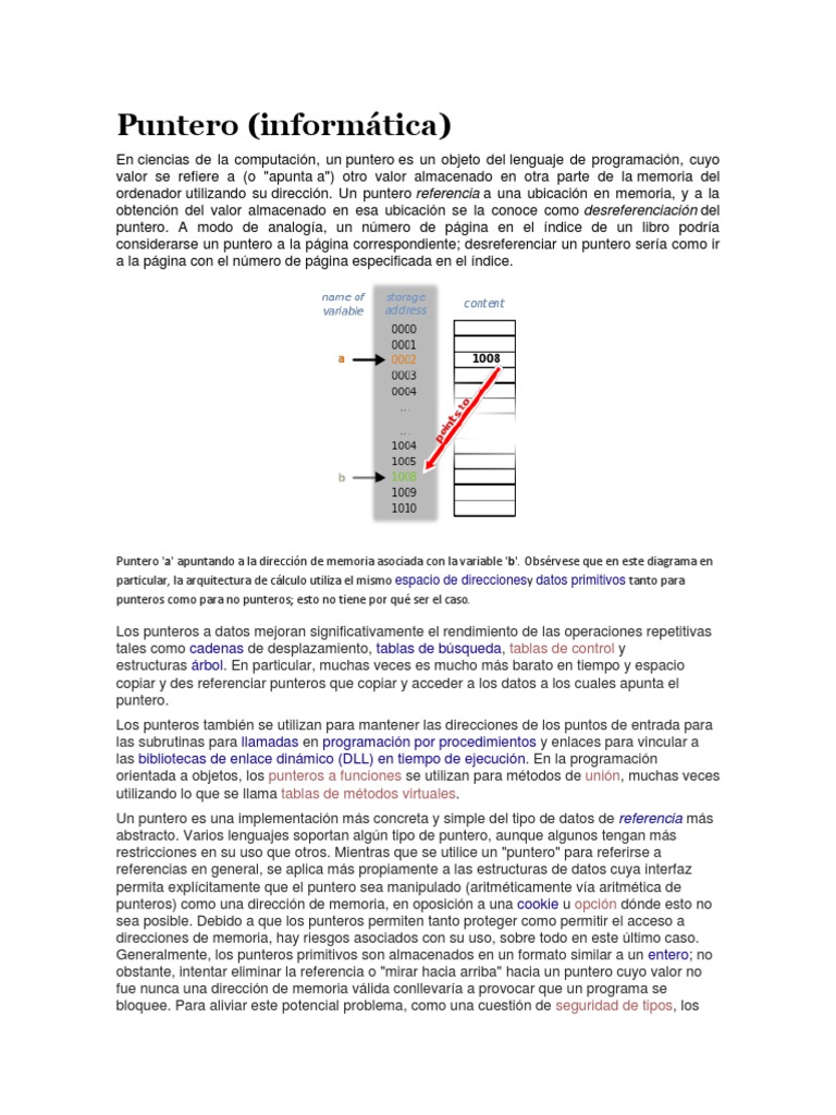 Tema Punteros Resumen | PDF | Puntero (Programación de computadora ...