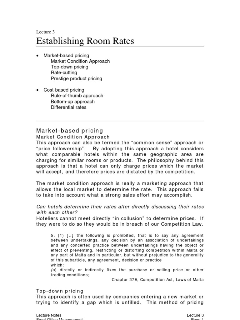 Establishing Room Rate | PDF