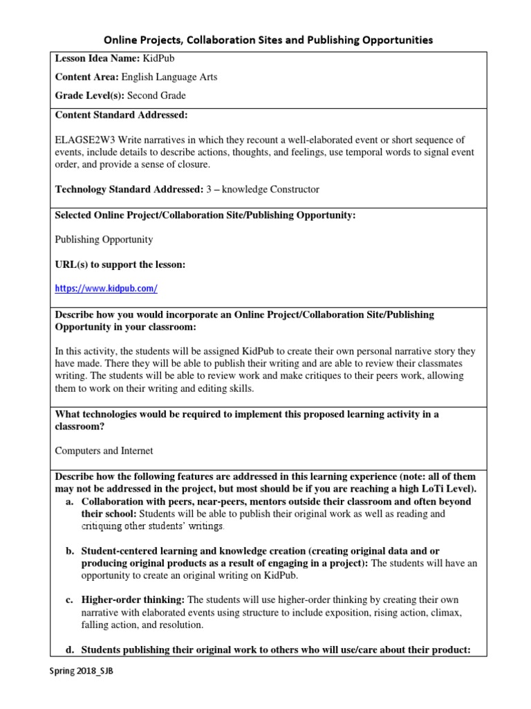 09 Online Learning Project Lesson Idea Template | PDF | Educational ...