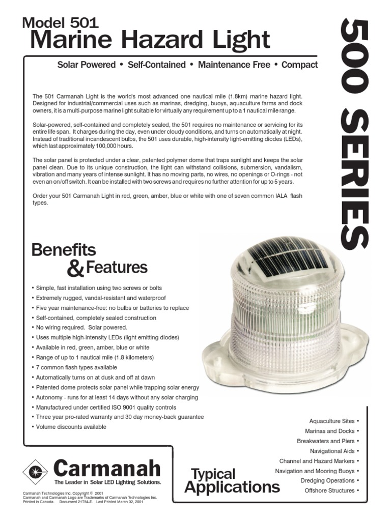Carmanah Spec Sheets (Gilman) .CDR | PDF | Light Emitting Diode | Solar ...