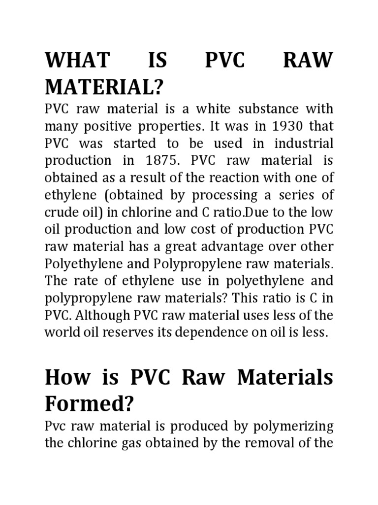 What IS PVC RAW Material? | PDF | Polyvinyl Chloride | Combustion
